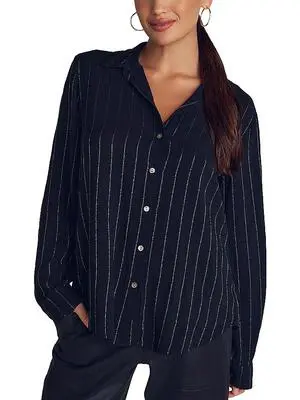 BELLA DAHL Lurex Stripe Clean Shirt