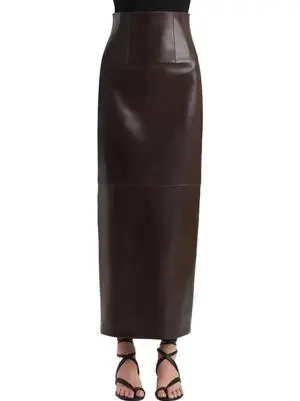 Khaite Loxley Lambskin Maxi Skirt - Brown
