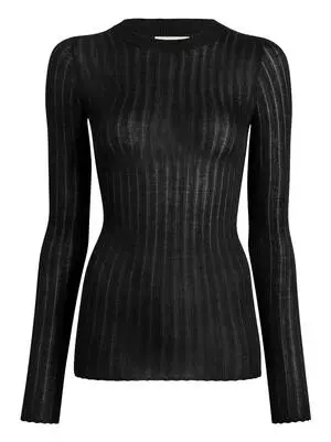 Khaite Elm Ribbed Long-sleeve Top - Black