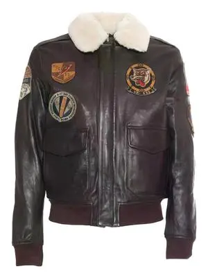 SCHOTT Leather Bomber Jacket - Brown