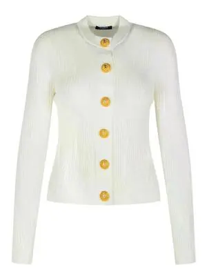 Balmain Ribbed Knit Cardigan - White