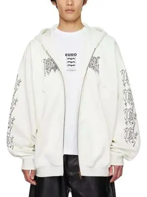 Vetements Graphic-print Zip-up Hoodie - White