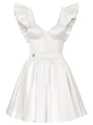 Philipp Plein Ruffled Mini Dress - White