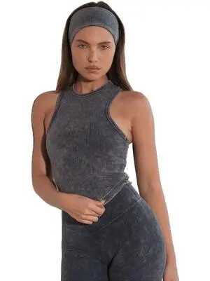 VITALITY Cloud Ii Rib High Neck Tank - Iron Washed