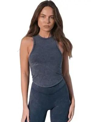 VITALITY Cloud Ii Rib High Neck Tank - Oxford Washed