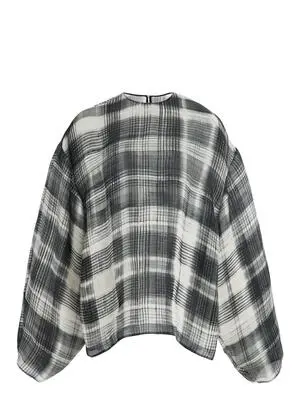 Brandon Maxwell Printed Silk Twill Blouse - Plaid
