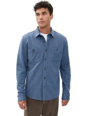 Marine Layer Pacifica Stretch Overshirt - Blue Railroad Stripe