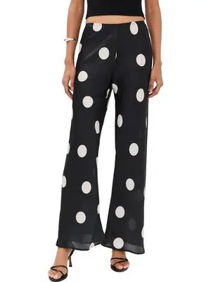LE BOP Ellie Polka-Dot Print Pants Black/white Dot