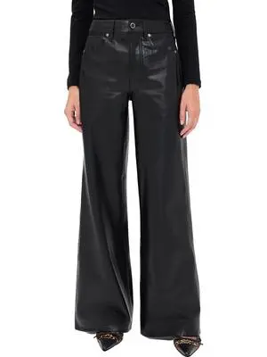 Veronica Beard Kasey Mid Wide Leg Vegan Leather Pants - Black