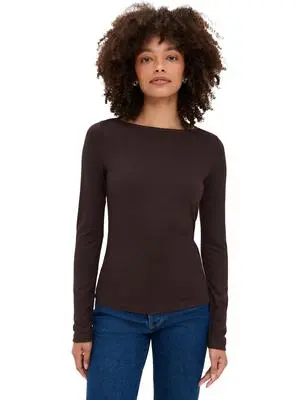 Renggli Long Sleeve Boatneck Tee - Chocolate