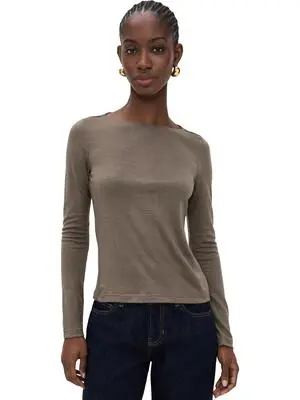 Renggli Long Sleeve Boatneck Tee - Clay
