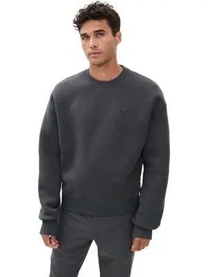 Ami Embroidered Logo Fleece Back Sweatshirt - Anthracite