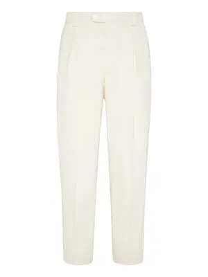 Brunello Cucinelli Corduroy Tailored Trousers - White