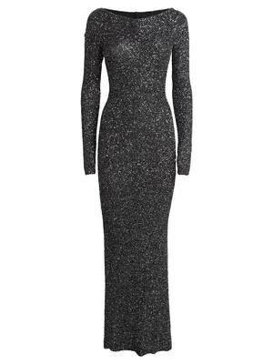 Stella McCartney Sequin Embellished Off-the-shoulder Gown - Black