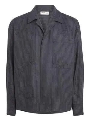 DOMREBEL Wool-blend Pinstripe Shirt - Black