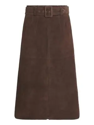 Veronica Beard Alexi Suede Midi Skirt - Brown