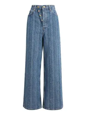 GANNI Double-fly Wide-leg Jeans - Blue