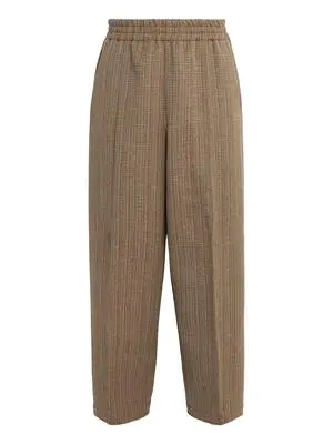 Ami Wool-blend Wide-leg Trousers - Brown