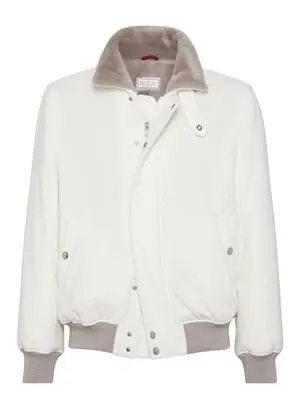 Brunello Cucinelli Cashmere Aviator Jacket - White