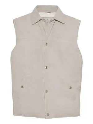 Brunello Cucinelli Suede Down Gilet - Grey