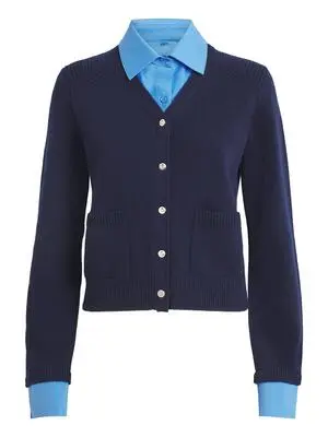 Maje Wool Shirt-style Cardigan - Blue