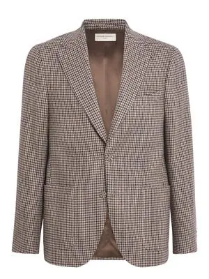 Officine Générale Wool-blend Houndstooth Blazer - Brown