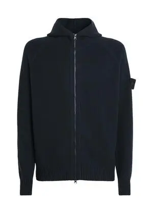 Stone Island Cashmere Zip-up Hoodie - Navy