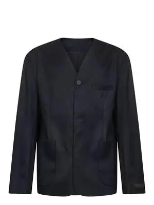 Jacquemus Collarless Patch-pocket Jacket - Blue