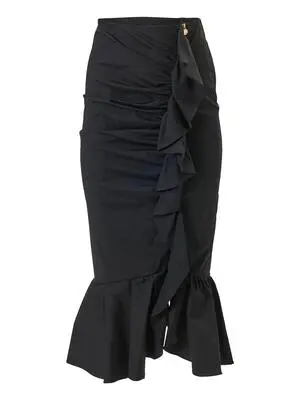 Carolina Herrera Ruched Ruffle Pencil Skirt - Black