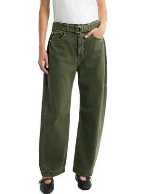 Rag & Bone Charlie Belted Barrel Jeans - Dark Olive Stone