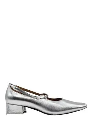 AMIE RAFA Manna Leather Pumps Silver