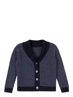 ELY'S & CO. Striped Knit Cardigan - Navy/blue