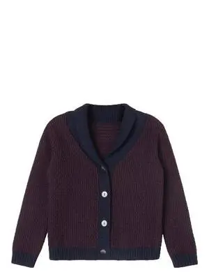 ELY'S & CO. Striped Knit Cardigan - Navy/wine