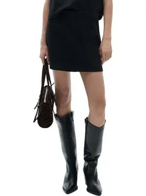 Mango Faux Leather Mini Skirt - Black
