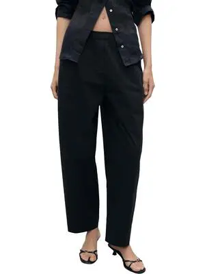 Mango Pull-on Stretch Cotton Pants - Black