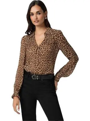 Paige Artois Leopard Print Silk Blouse - Red