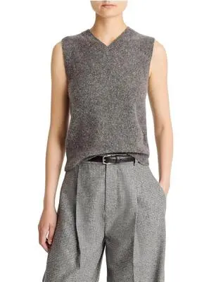 Vince Donegal Plush Cashmere Sweater Vest - Grey