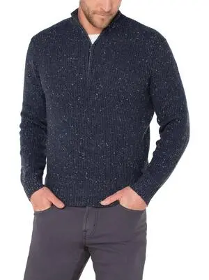 LIVERPOOL Quarter Zip Mock Neck Sweater - Indigo Blue