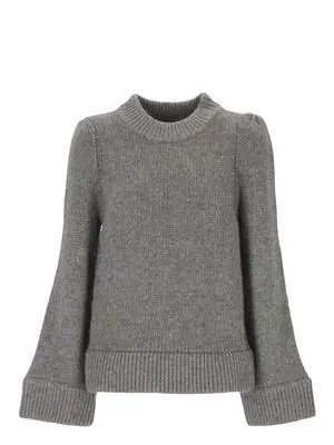 MADELEINE THOMPSON Wool Blend Crewneck Sweater - Grey