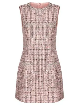 SELF-PORTRAIT Mini Bouclé Dress - Pink