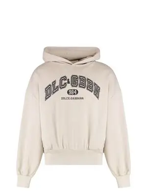 Dolce & Gabbana Printed Jersey Hooded Sweatshirt - Beige