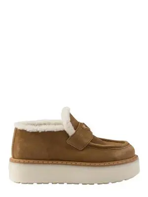 Prada Suede Platform Loafers - Cinnamon