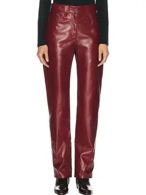 Khaite Callum Lambskin Leather Pant - Garnet