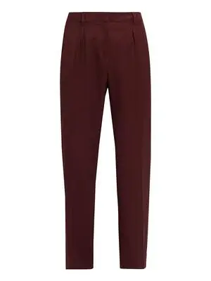 Max Mara Cannes Pleated Straight-leg Wool Pants - Red