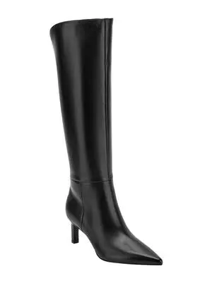 Marc Fisher Esmee Pointed Toe Knee High Boots - Black Leather