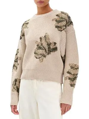 Rag & Bone Julie Sequin Wool Sweater - Beige