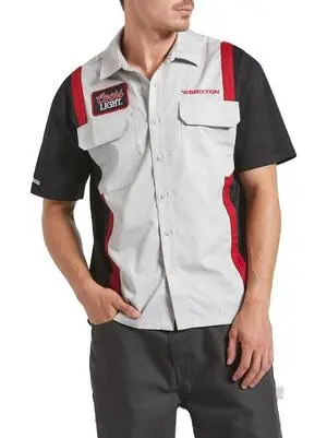 Brixton Coors Light Shake Down Short Sleeve Button-up Shirt - Silver/black