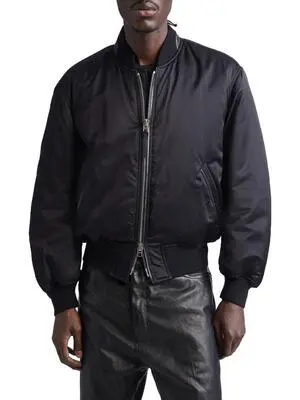 TOM FORD Silk Satin Bomber Jacket - Black/green