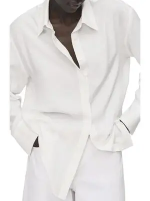 Mango Relaxed Fit Button-up Shirt - Off White