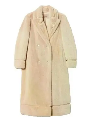 TWINSET Double-breasted Faux Fur Coat - Neutrals